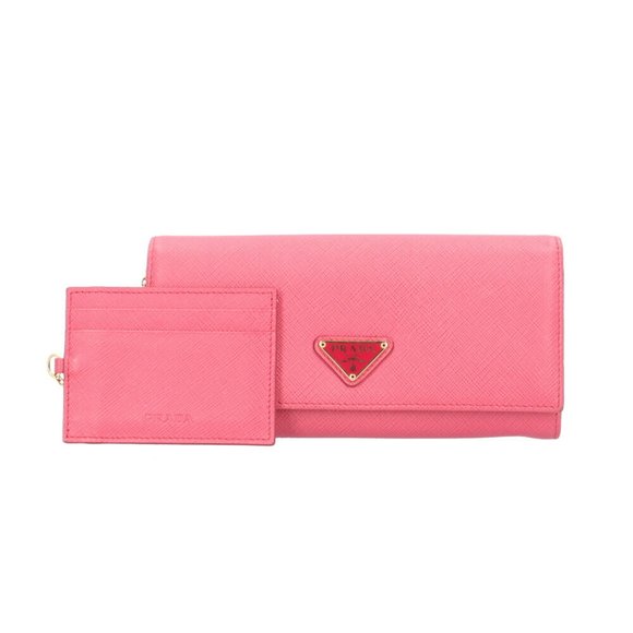 Prada | Bags | Prada Pink Leather Saffiano Wallet | Poshmark